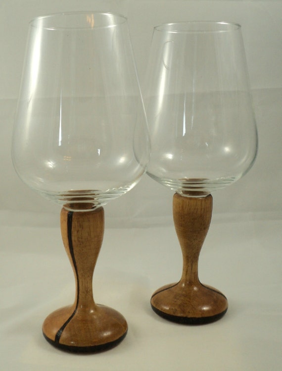 Turned Wood Wood Stem Wine Glasses Set Of By Willowswitchdesigns