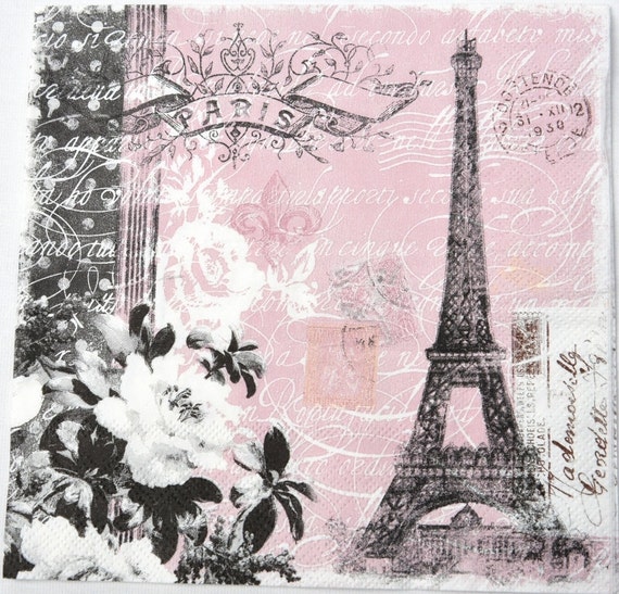 2 Paris Paper Napkins for Decoupage Mixed Media Collage