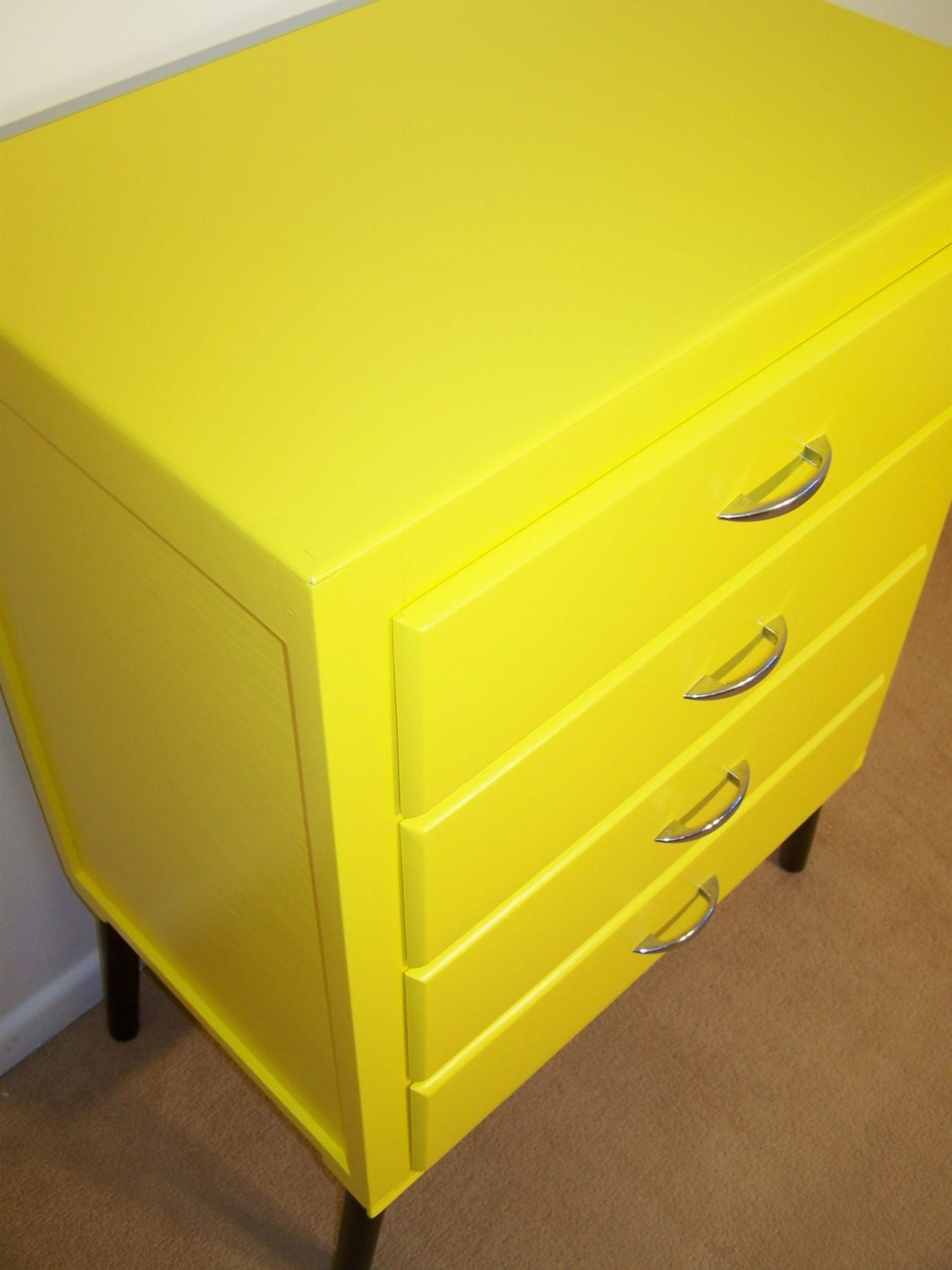 UNIQUE Refurbished 1960’s Small Chest of Drawers Painted YELLOW TAUNTON ...