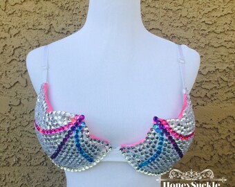 White Rhinestone Rave Bra Rhinestone Bra Bridal Lingerie