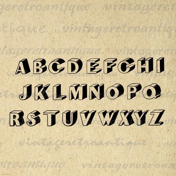 Block Alphabet Digital Printable Download by VintageRetroAntique