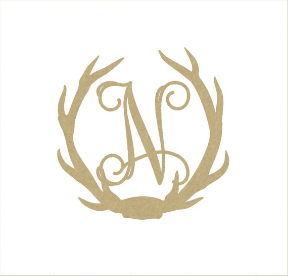 Unfinished Wooden Deer Antler Monogram Letter for Wall by Buildeez