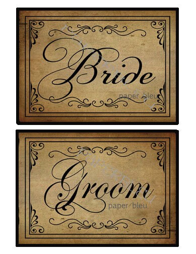 Wedding Rustic Bride & Groom Signs DIY Instant