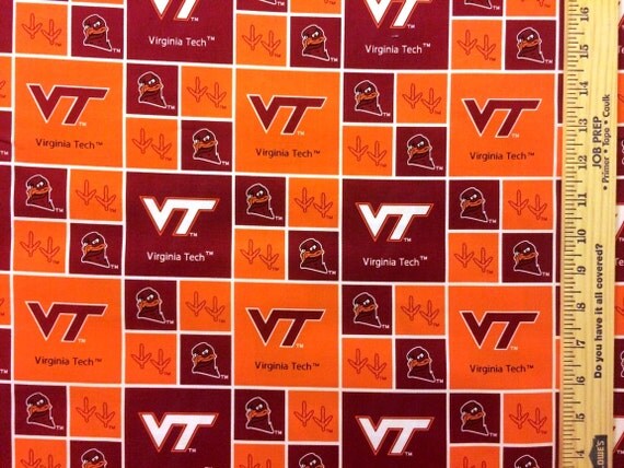 NCAA Virginia Tech Hokies Orange & Maroon College Logo Cotton