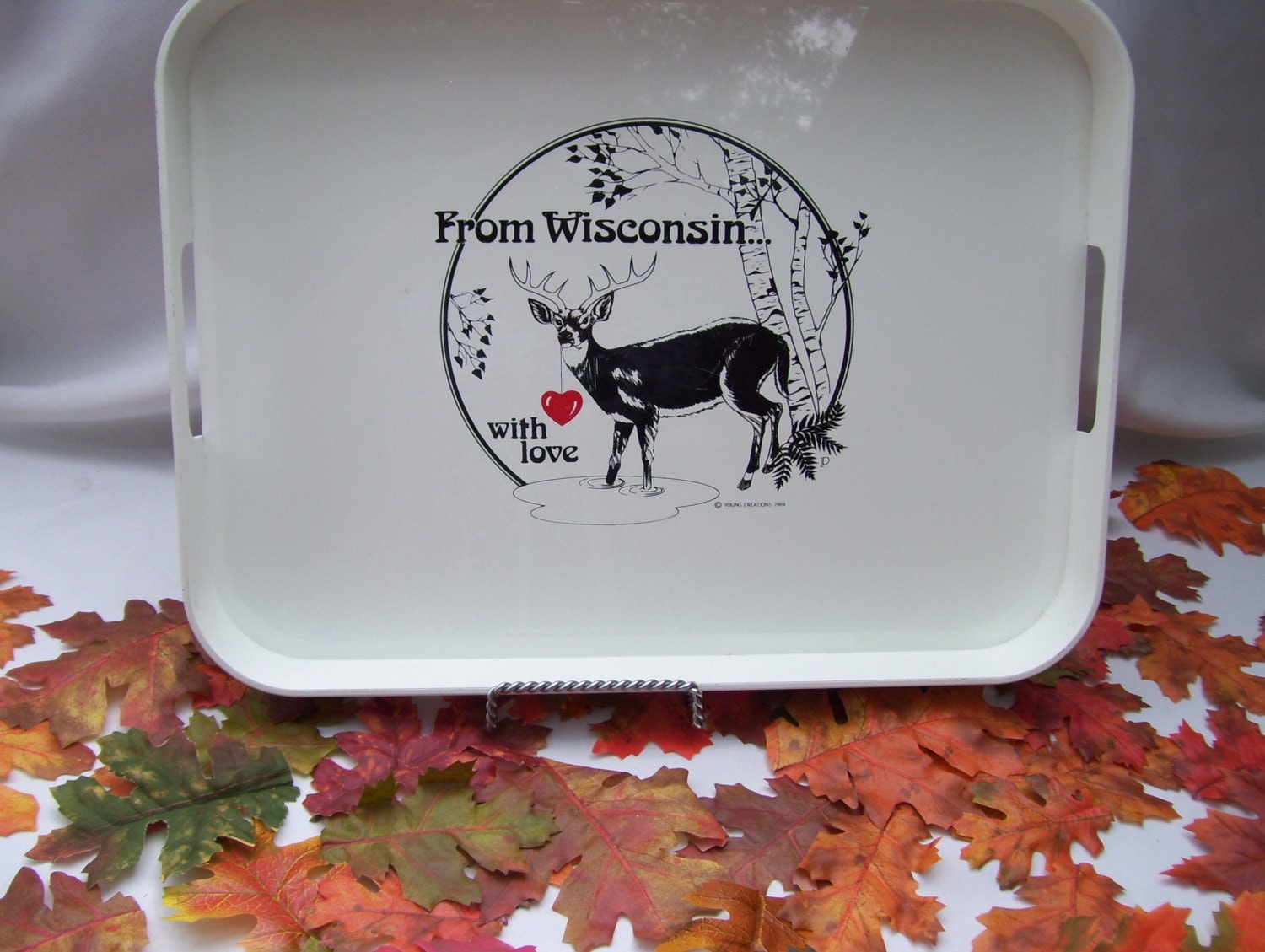 Vintage White Deer Serving Tray Hunter With Love from Wisconsin Young ...