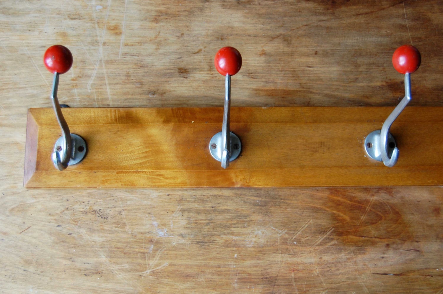 Wall hook bar, Coat rack, Vintage 4 ball wooden coat hook, Retro coat ...