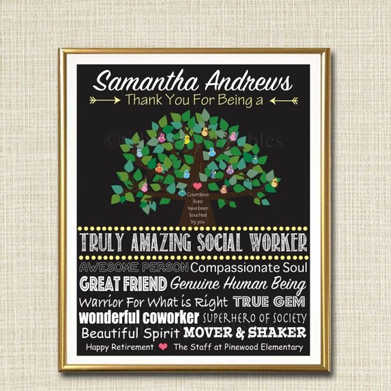 CUSTOM Social Worker Retirement Gift Personalized School