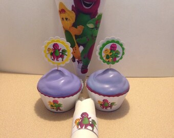 Unique barney cupcake related items | Etsy