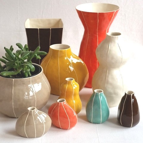 Ceramic vases and lamps Modern handmade pottery by krikriceramics