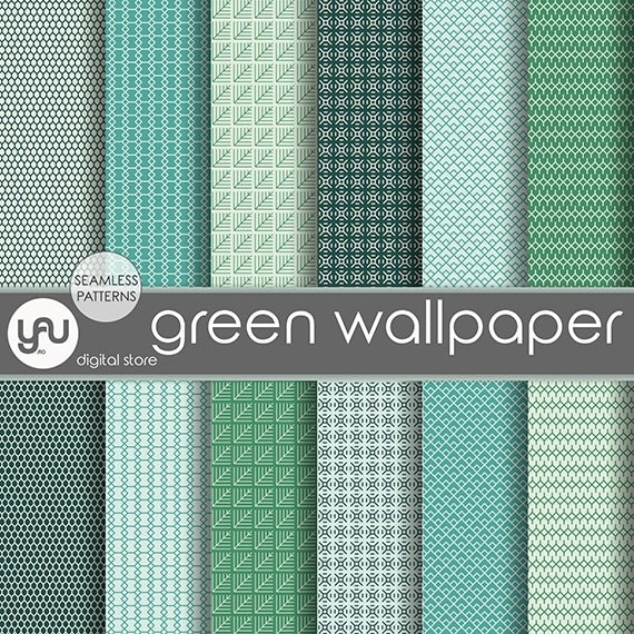 Items similar to Green digital paper: "GREEN WALLPAPER" with green ...