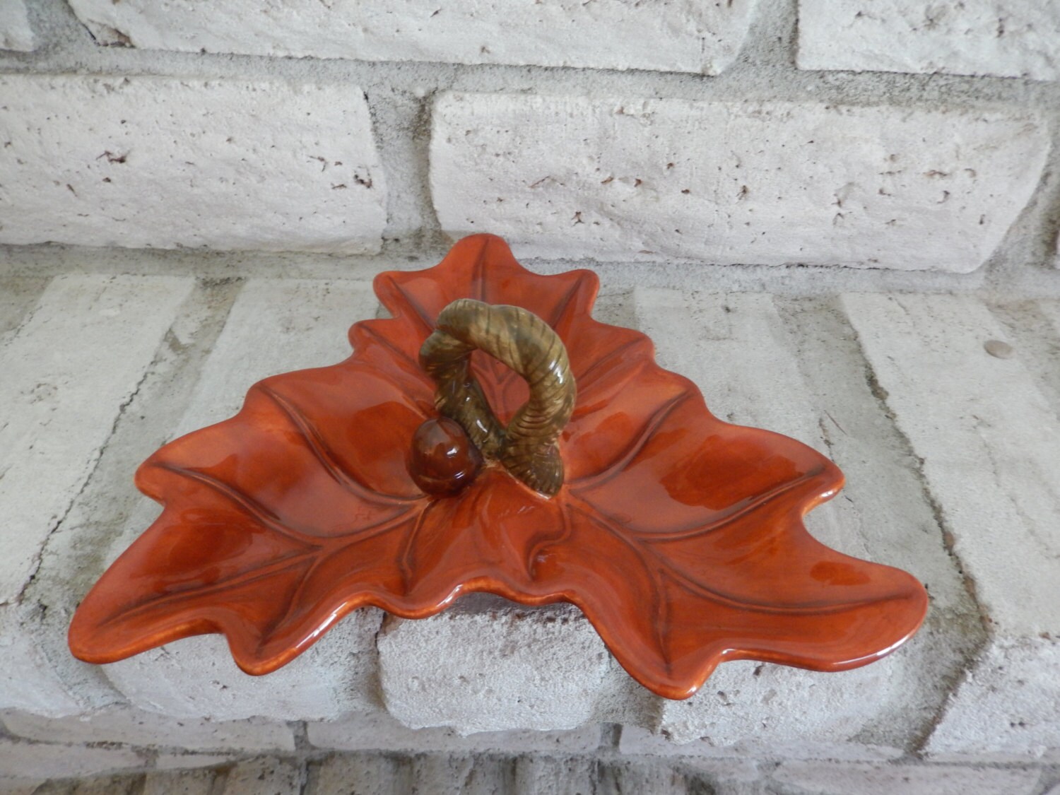 Vintage Autumn Tray – Acorn & Leaf Dish – Serving Dish – Ceramic Tray ...