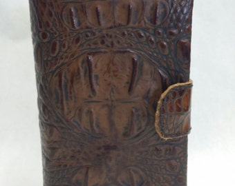 Items similar to Small Leather Book Cover - Hand Cut, Punched, Dyed and ...