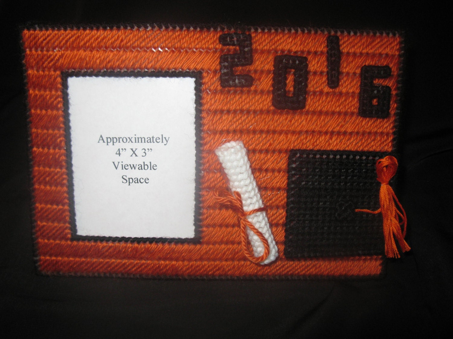 Plastic Canvas Graduate Photo Frame with 3D cap and 3D diploma