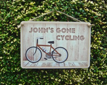 Gone Walking Sign: Personalised Fun Hanging by Honeymellows