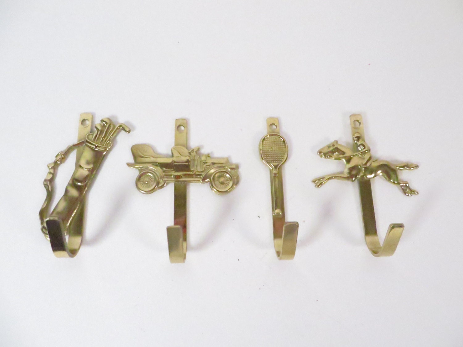 Small Brass Decorative Hooks – Set of 4 Small Sports Brass Hooks ...