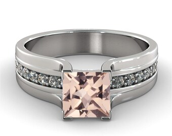 Large morganite ring | Etsy