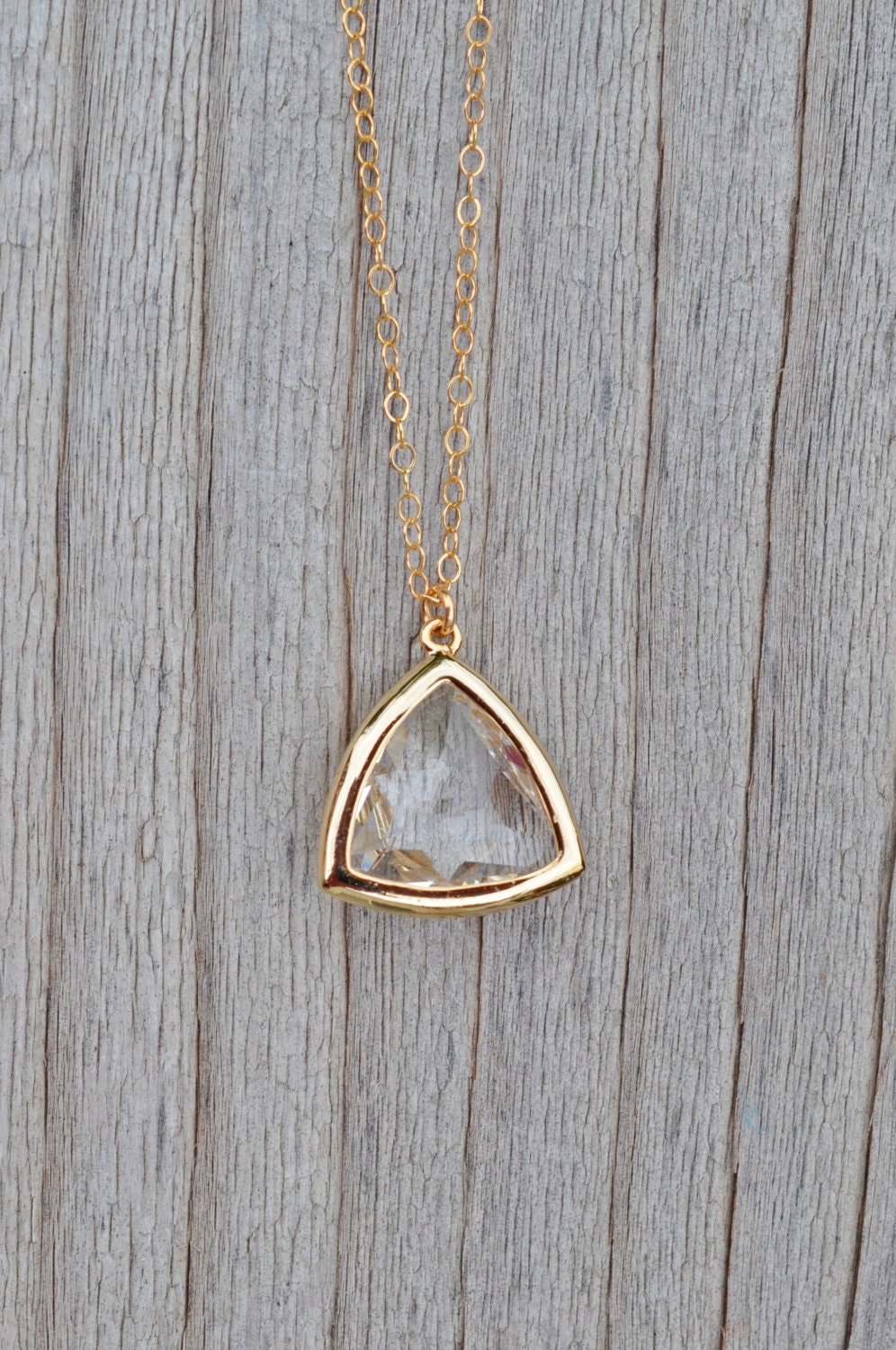 Crystal Triangle Pendant Necklace