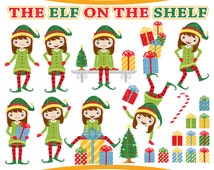 Christmas Girl Elf on the Shelf Clipart Set, 46 Digital Clip Art ...