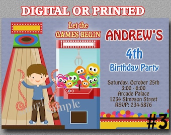 Arcade Invitation: Printable Personalized Boys Birthday Party