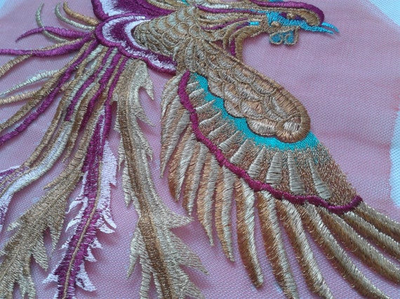 Large phoenix Embroidered applique vintage decoration patch