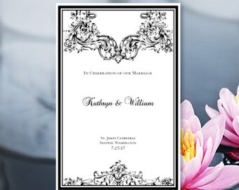 Wedding Ceremony Program Template Vintage Gold by WeddingTemplates