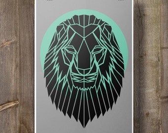 Geometric lion | Etsy