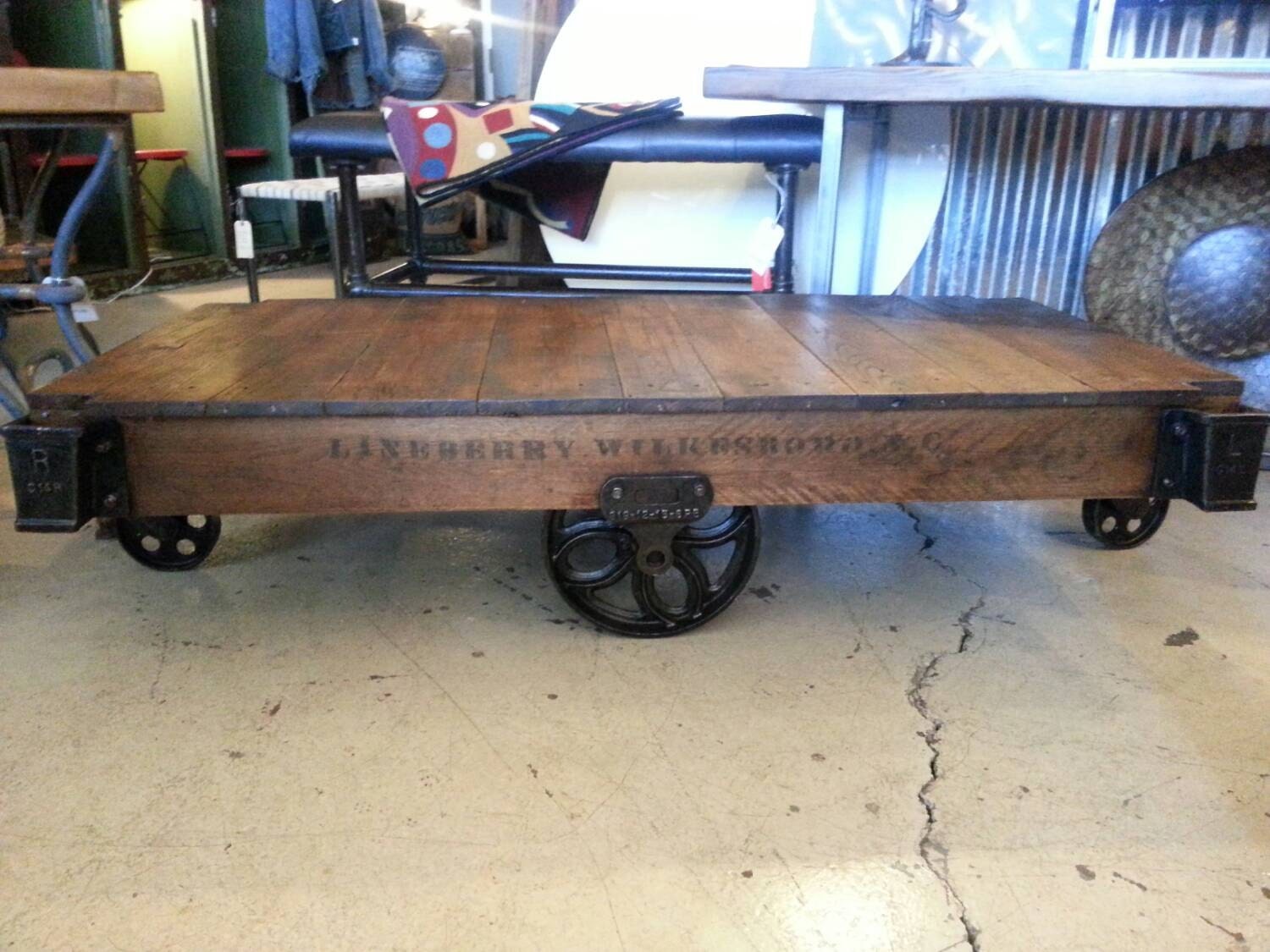 Oak Lineberry factory cart coffee table – Haute Juice