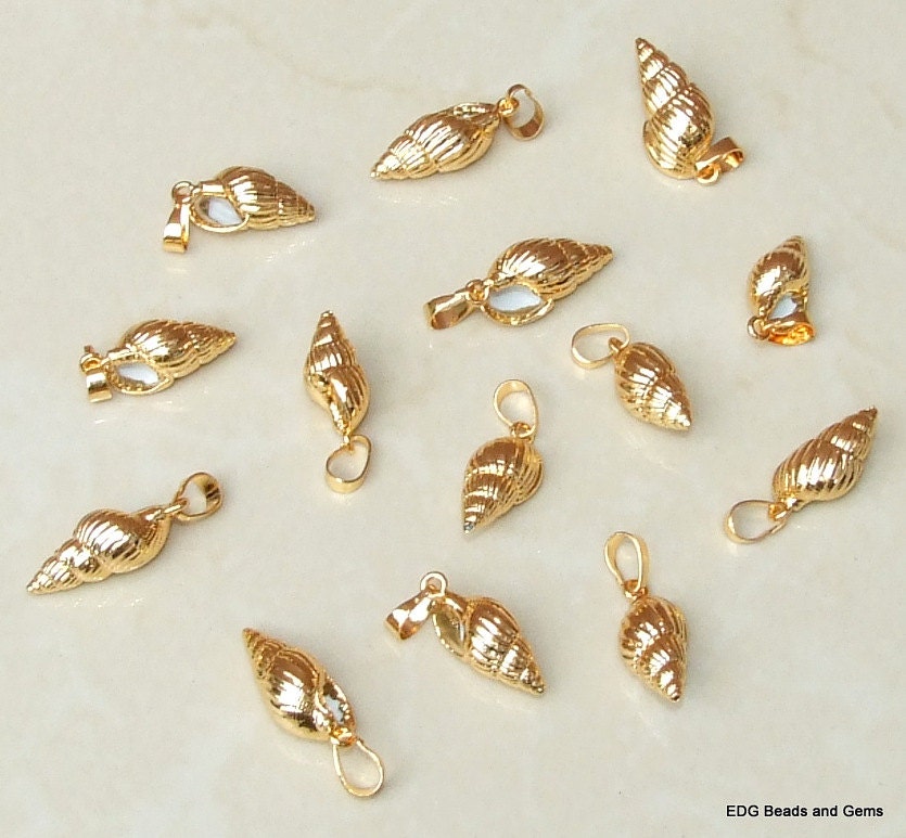 Gold Plated Sea Shell Natural Sea Shell by EDGBeadsandGems