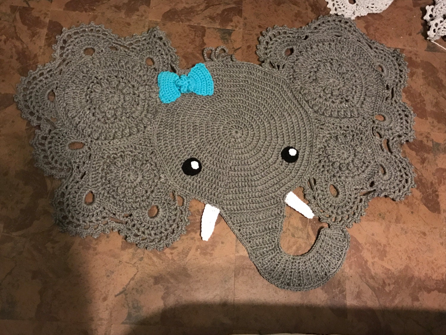 crocheted elephant rug