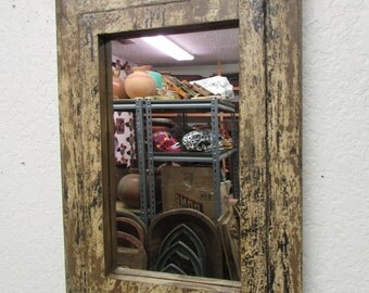 Turquoise And Red Rustic Mirror-Wood-Mexican-15x20Western