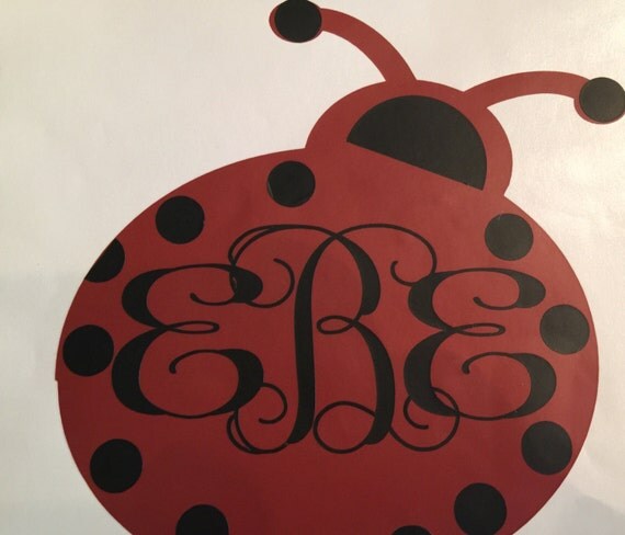 Ladybug Decal Ladybug Vinyl Monogram Car by DawsonDesignsDecor
