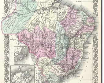 SOUTH AMERICA Vintage MAP 1930 Brazil Argentina Bolivia