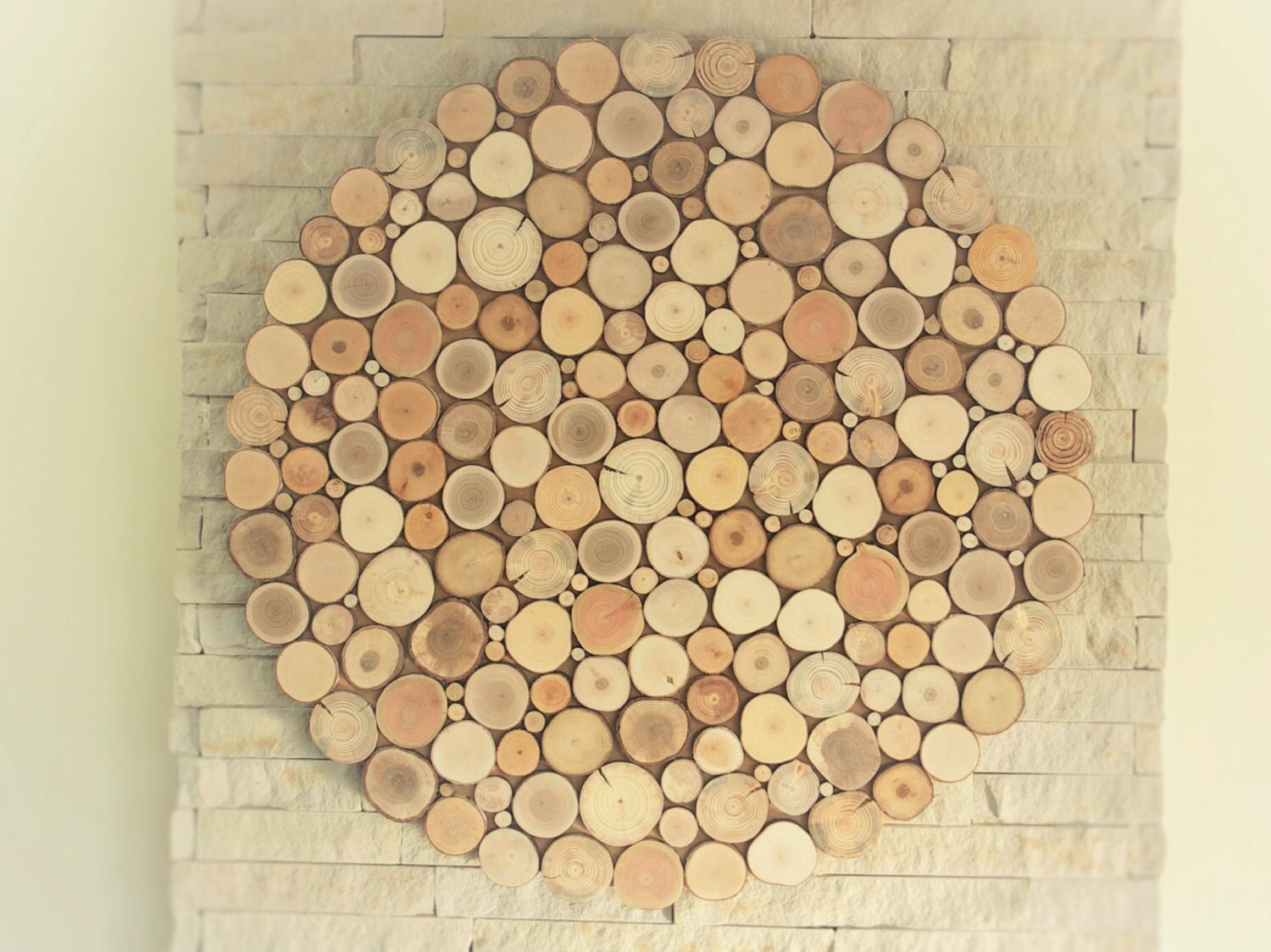 tree slices wall art round wall hanging by FreeTreeStudio on Etsy