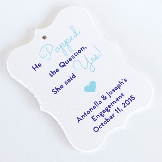 Engagement Tags Thank You Tags He Popped The by OrangeUmbrellaCo