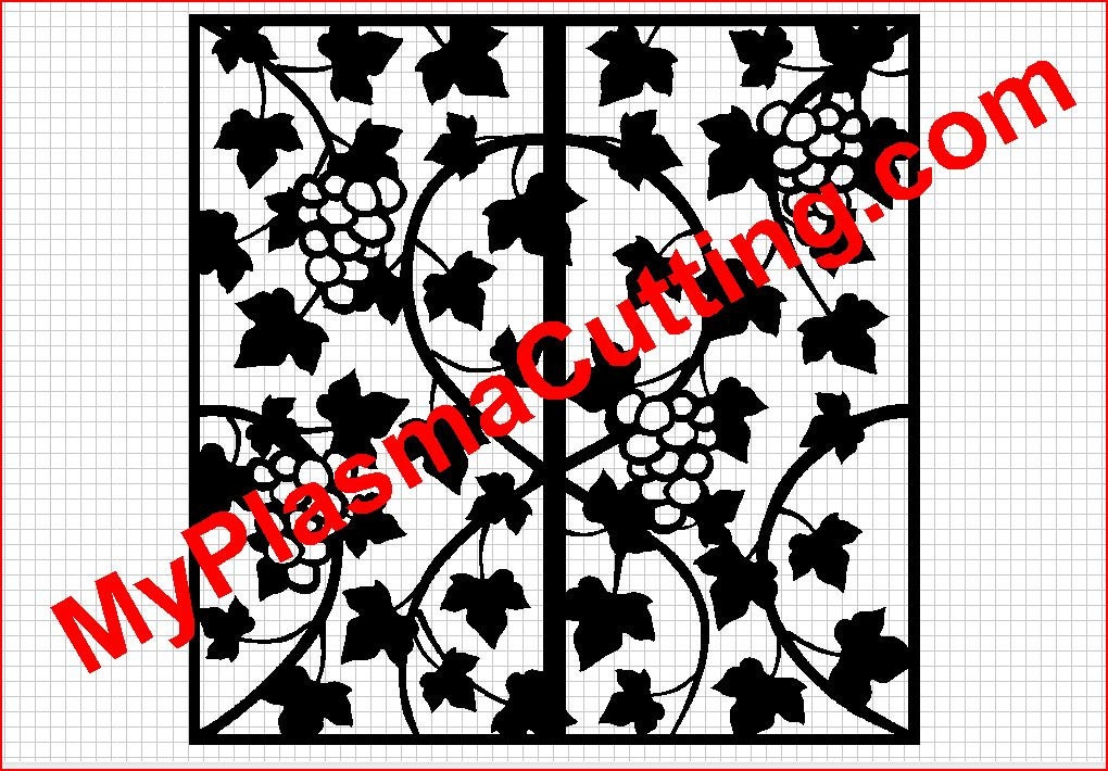 Feuilles De Vigne Avec Grappes De Raisin Dxf Format Clip Art