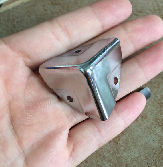 4 White Chrome Corner Caps Modern Cover Protection Chest 3