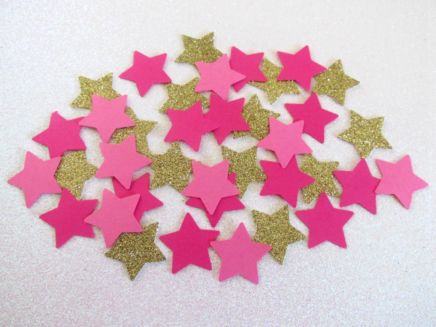 210 Medium Pink Hot Pink Gold Star Confetti Dark Pink Star