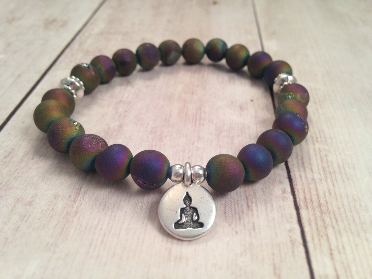 Gemstone Bracelet Healing Stone Bracelet Buddha Charm
