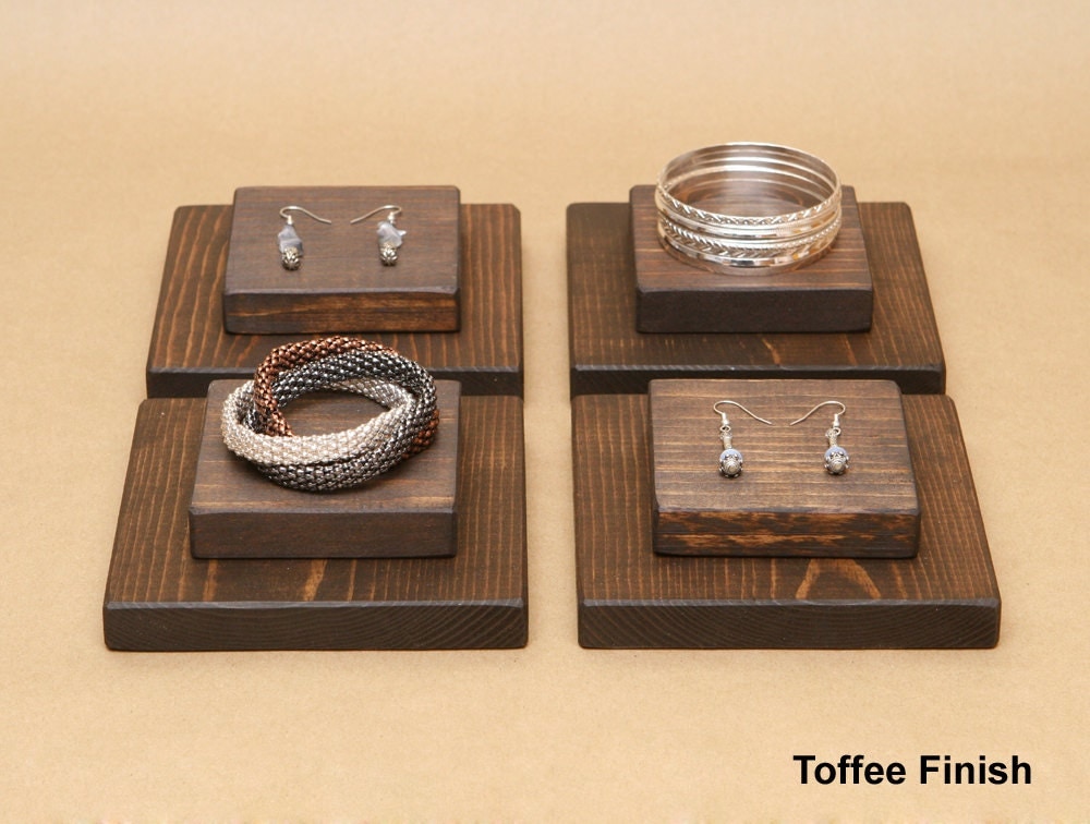 Wooden Jewelry Display Riser For Ring Earring Bracelet / R004