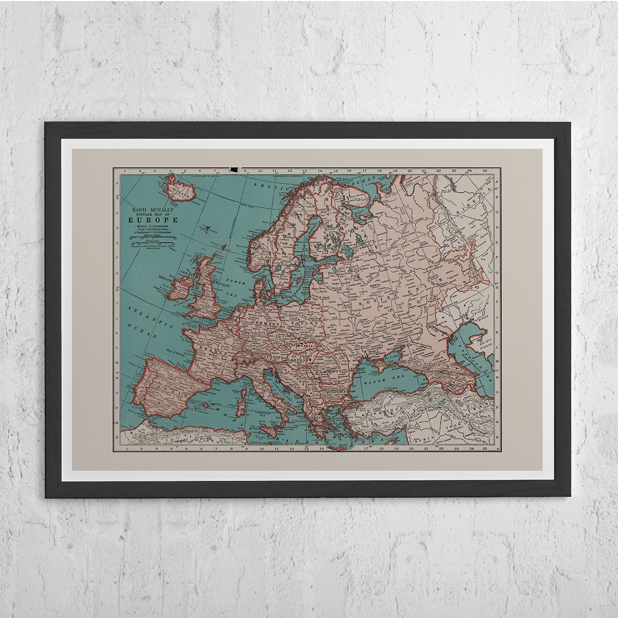 VINTAGE EUROPE MAP Vintage Map of Europe Old Map Print