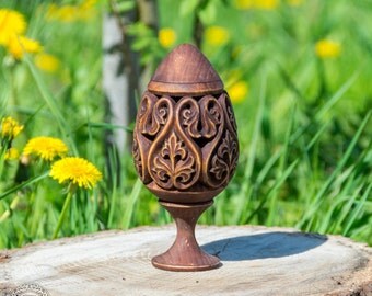 Carved wooden egg | Etsy