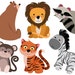 Cute Animals Clip Art Set of 16 Hand Drawn 300 DPI Vector