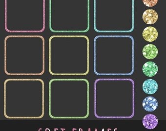 Glitter Frame Clipart Gold Sparkle Border Frames LARGE 10 INCH