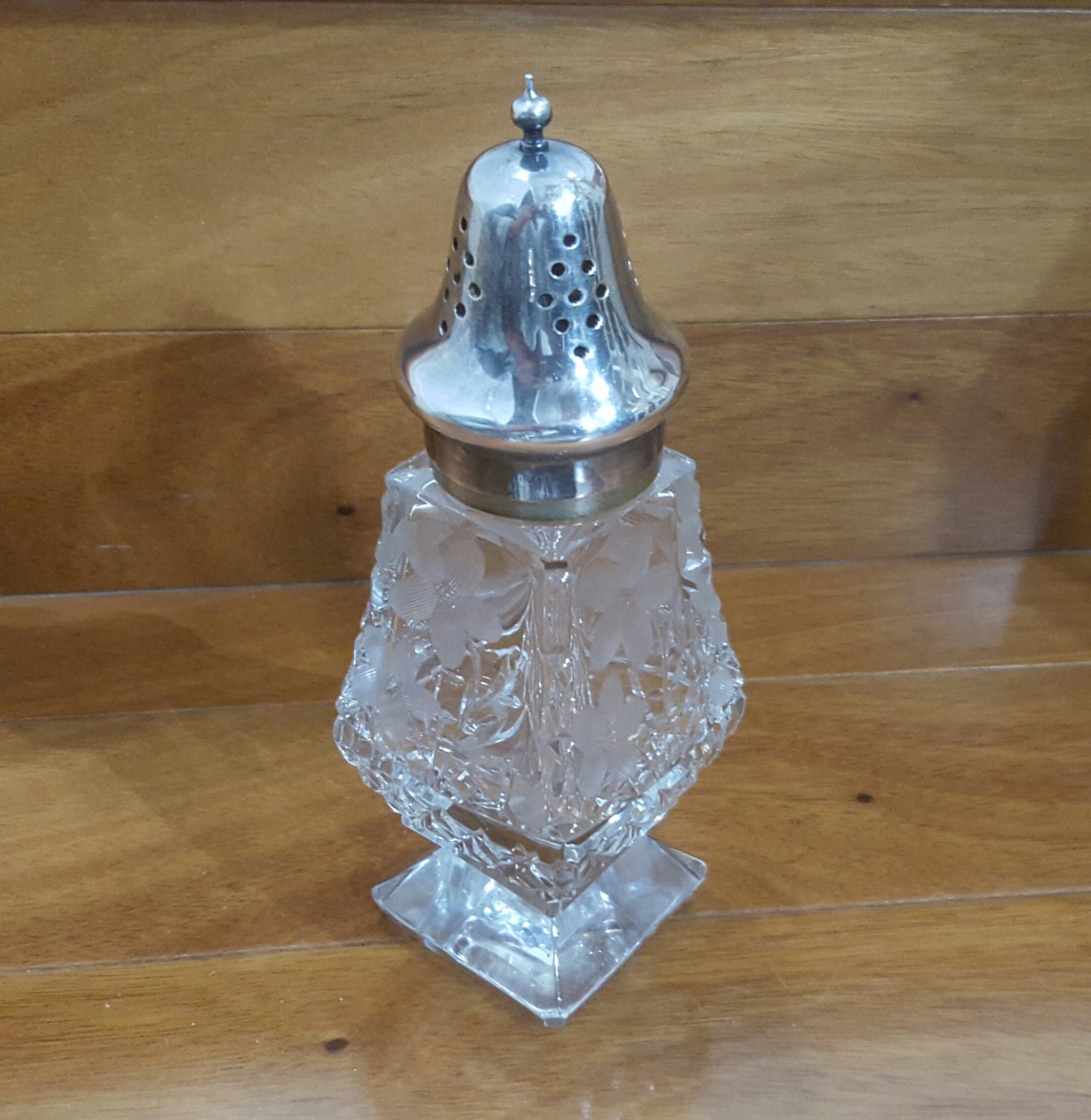 Antique Collectible Cut Crystal and Silver Plate Cover Large Sugar ...