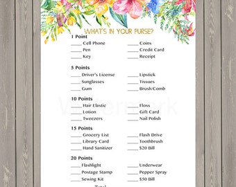 Items similar to Paris Baby Shower Game What's in Your Purse Baby ...