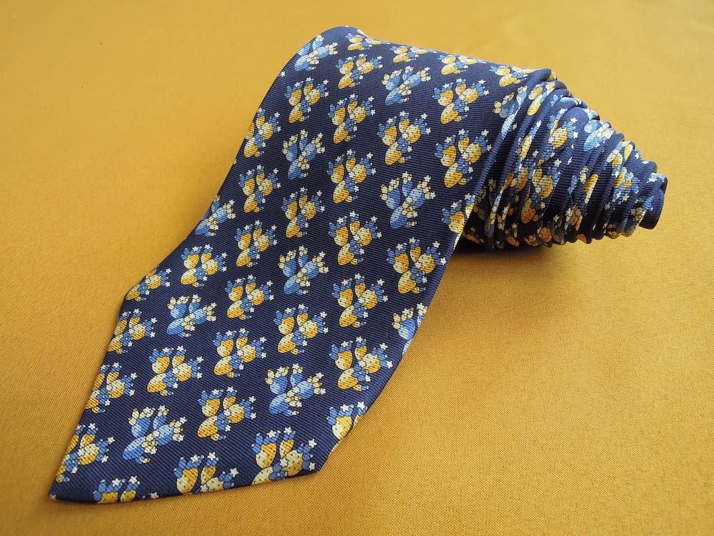 Loewe Tie Madrid Pure Woven Silk Flora Espanola Repeat Pattern Blue ...