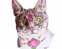 Popular items for day of the dead cat on Etsy