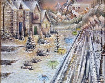 Snow fall painting | Etsy