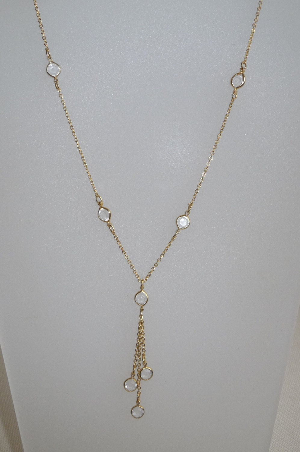 Elegant Vintage 1980s Art Deco Style Gold Tone & Bezel Set Clear ...