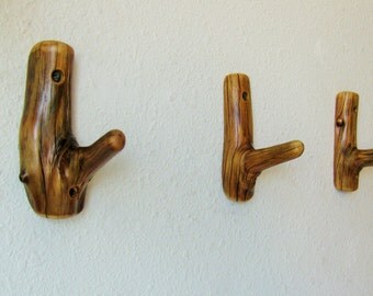 Handcrafted Natural Wall Hooks made from Tree by Hookedtonature